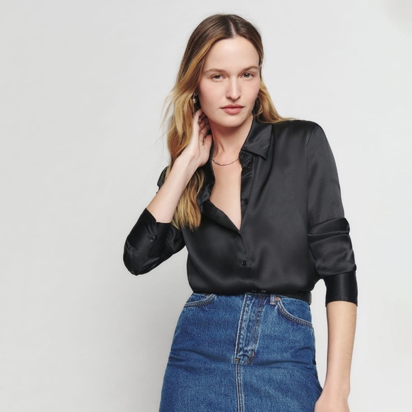 Reformation | Tops | Reformation Silk Button Down Blouse With Open ...